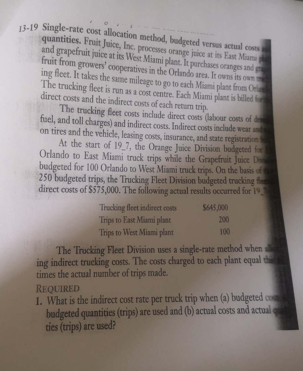 Solved 13-19 Single-rate cost allocation method, budgeted | Chegg.com