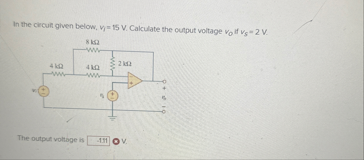 Solved In the circuit given below, vi=15V. ﻿Calculate the | Chegg.com