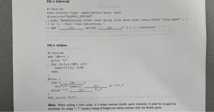 Solved Problem 5. (20 points): Complete the CGI script (by | Chegg.com