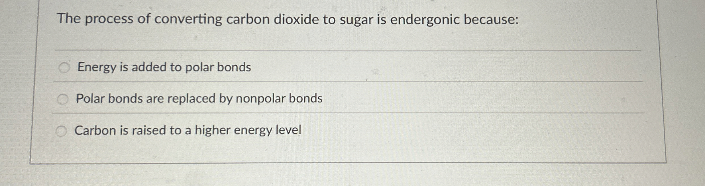 Solved The process of converting carbon dioxide to sugar is | Chegg.com