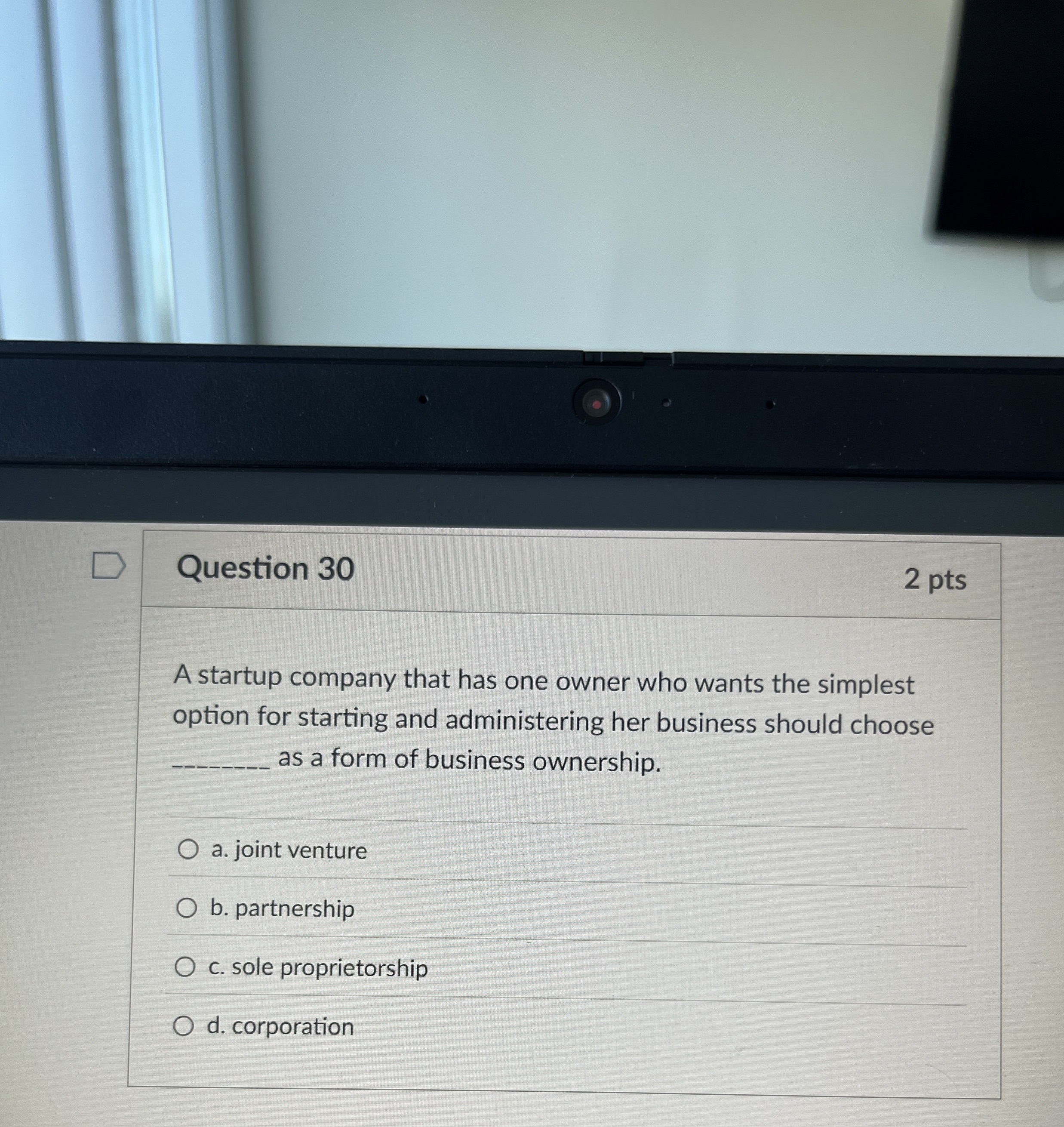 Solved Question 30A startup company that has one owner who | Chegg.com