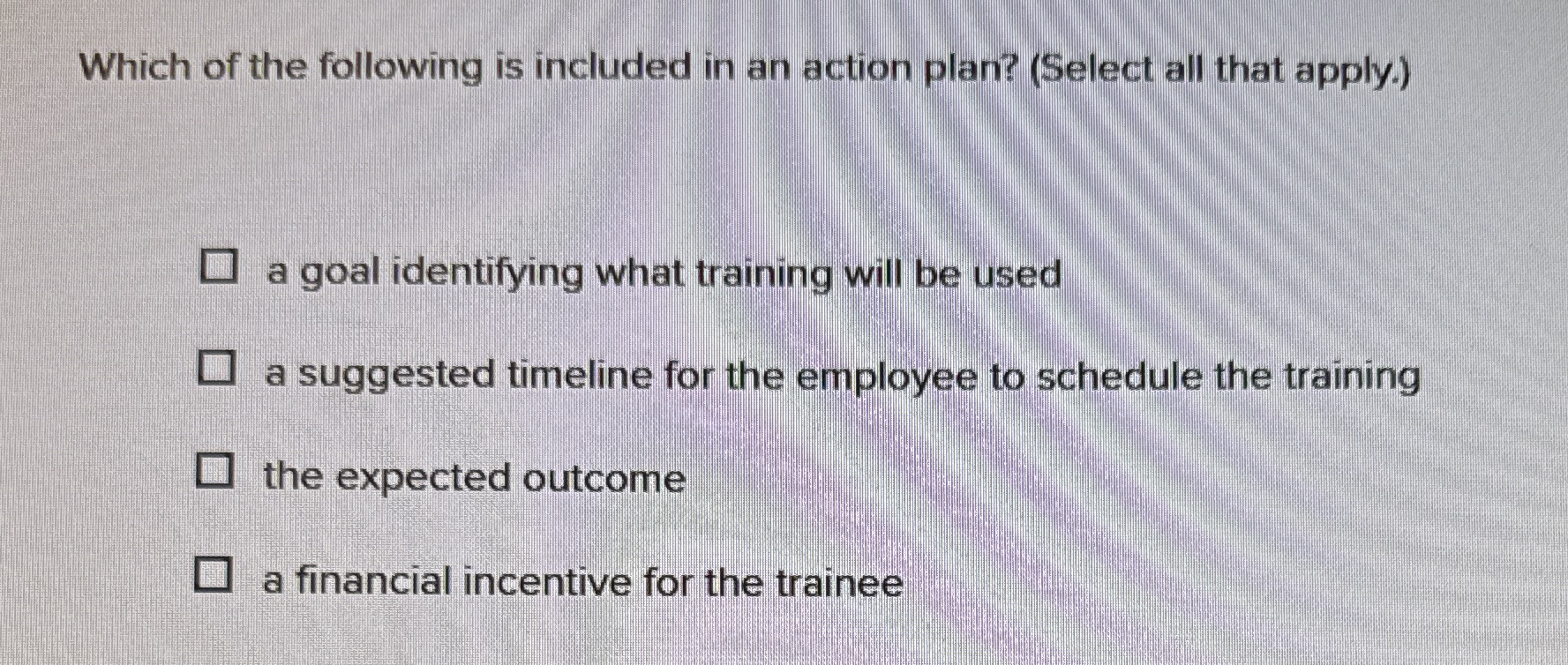 Solved Which of the following is included in an action plan? | Chegg.com