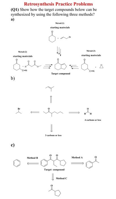 Solved Retrosynthesis Practice Problems (Q1) Show how the | Chegg.com
