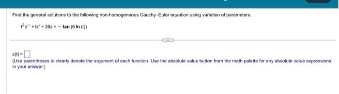 Solved Find the general solutions to the following | Chegg.com