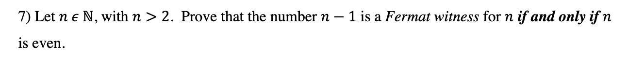 Solved Let ninN, with n>2. ﻿Prove that the number n-1 ﻿is a | Chegg.com
