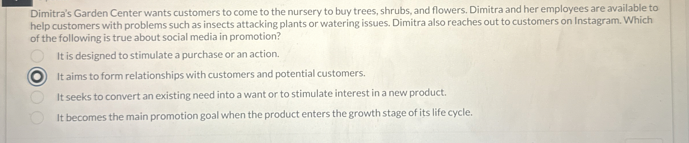 Solved Dimitra's Garden Center wants customers to come to | Chegg.com