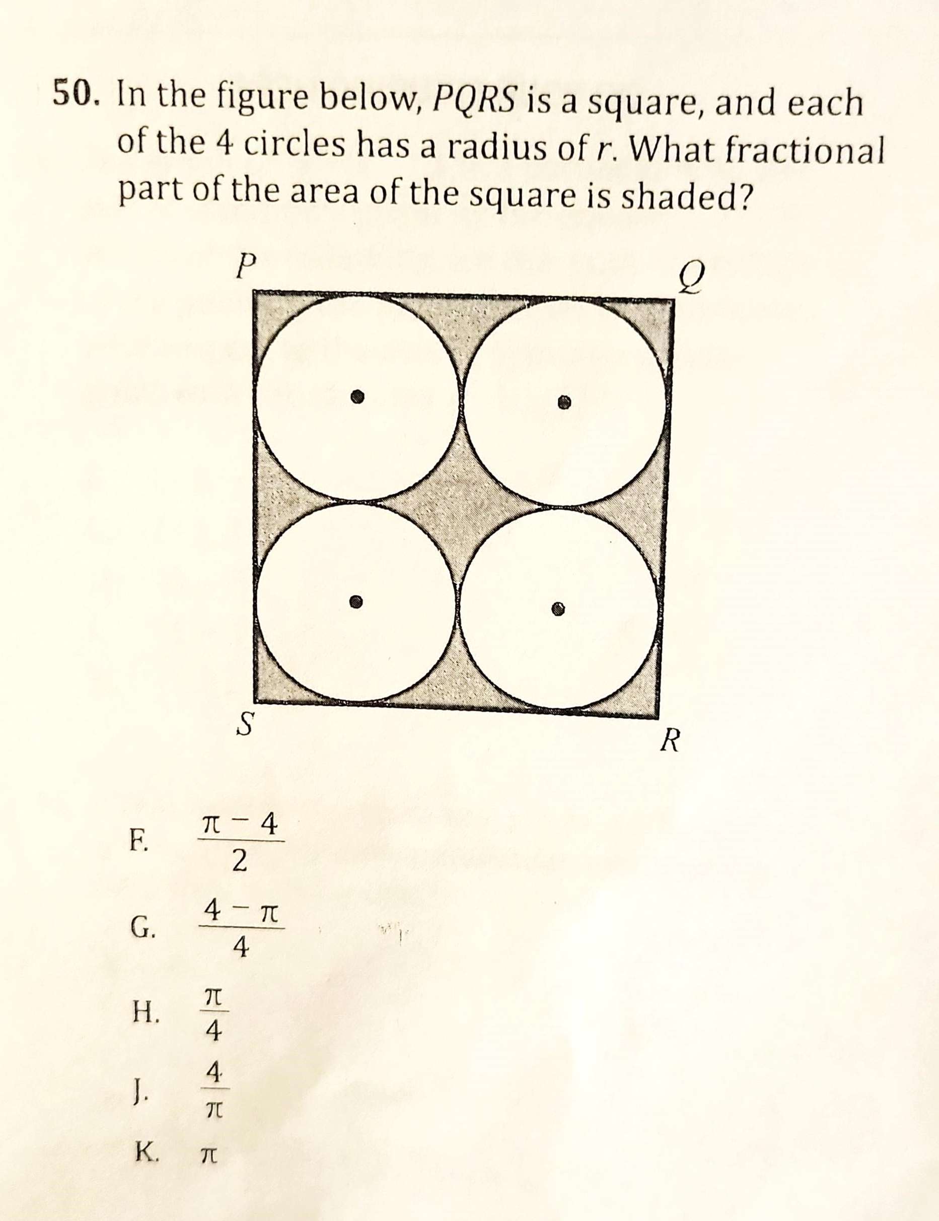 Solved In the figure below, PQRS ﻿is a square, and eachof | Chegg.com