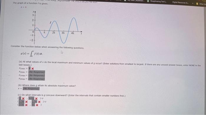 Solved Consider the function belew when answering the | Chegg.com