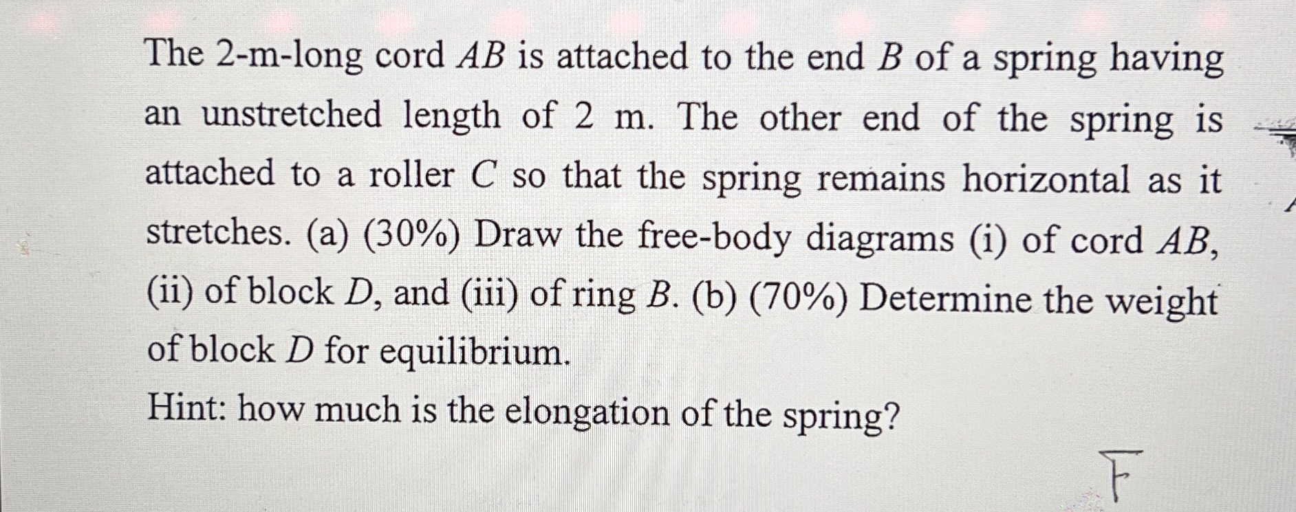 Solved The 2 -m-long cord AB ﻿is attached to the end B ﻿of a | Chegg.com