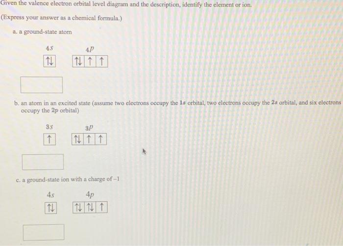 Solved Given the valence electron orbital level diagram and | Chegg.com