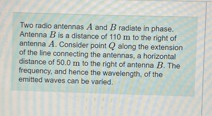 Solved Two radio antennas A and B radiate in phase. Antenna | Chegg.com