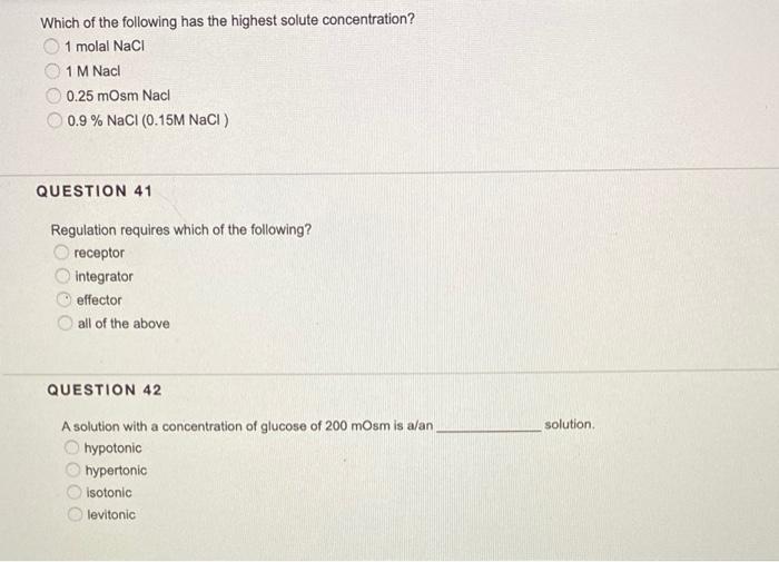Solved Which of the following has the highest solute | Chegg.com