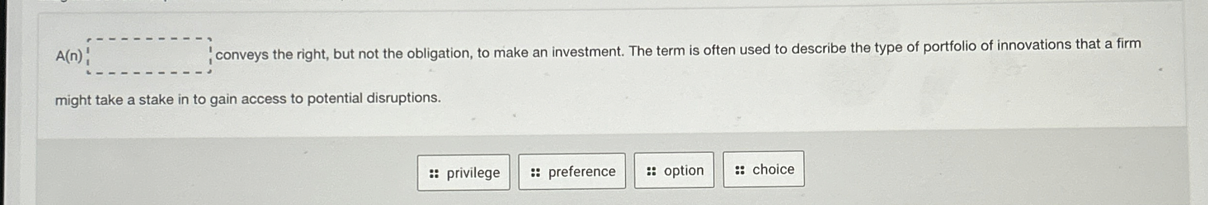 Solved A(n)!conveys the right, but not the obligation, to | Chegg.com