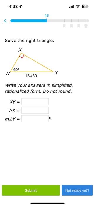 Solved Solve the right triangle. Write your answers in | Chegg.com
