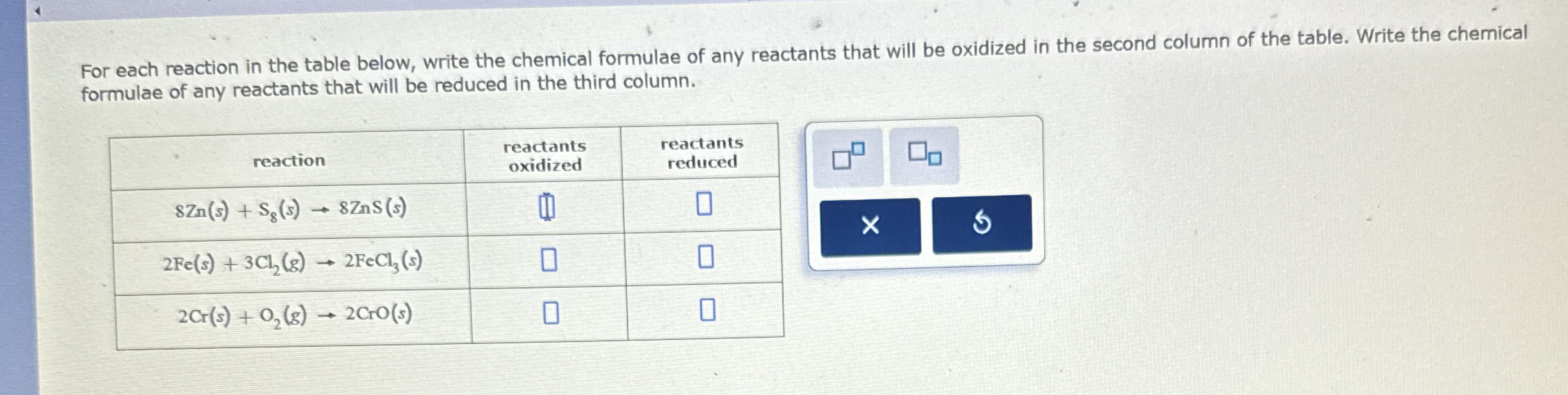 Solved For each reaction in the table below, write the | Chegg.com