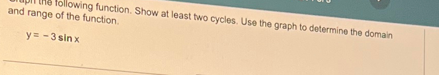 Solved and range of the function. Show at least two cycles. | Chegg.com