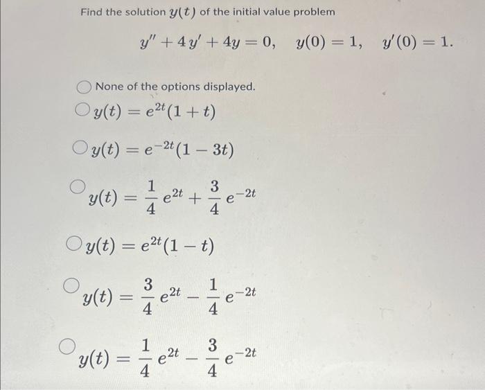 Solved Find the solution y(t) of the initial value problem | Chegg.com