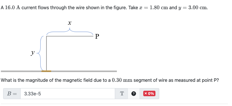 Solved A 16.0 ﻿A current flows through the wire shown in the | Chegg.com