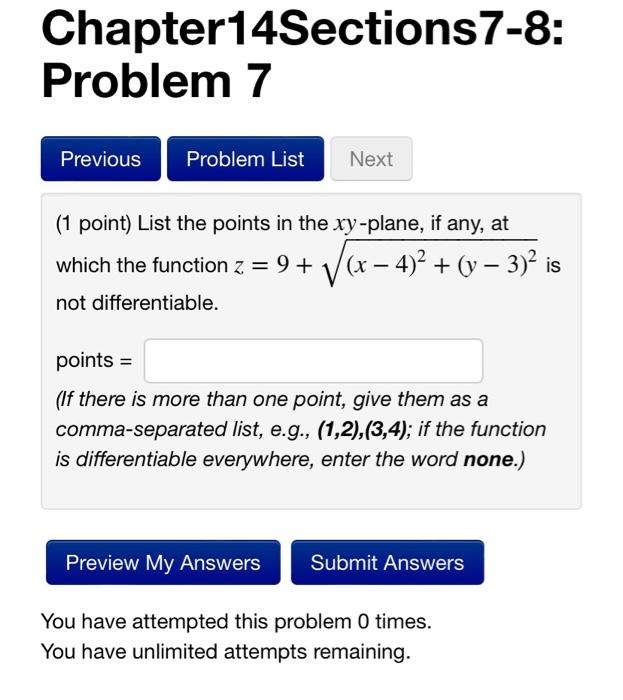 Solved Chapter14Sections7-8: Problem 7 (1 point) List the | Chegg.com