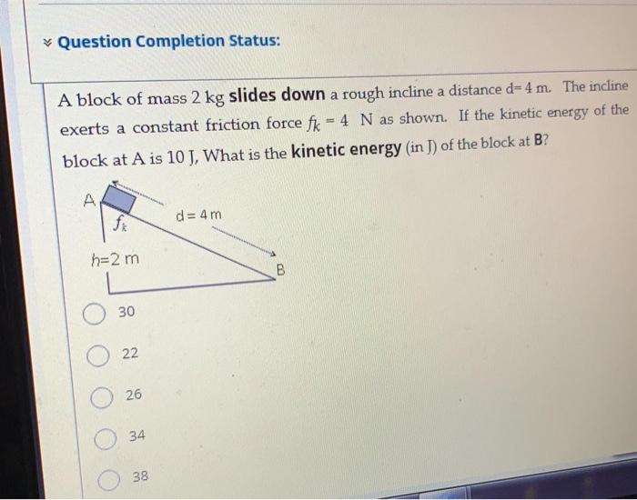 Solved Question Completion Status: A block of mass 2 kg | Chegg.com
