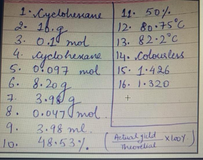 Organic Chemistry 9. Synthesis of Cyclohexene | Chegg.com