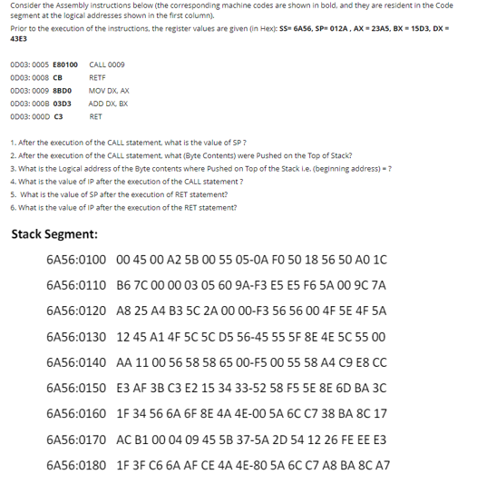 Solved Consider the Assembly instructions below (the | Chegg.com