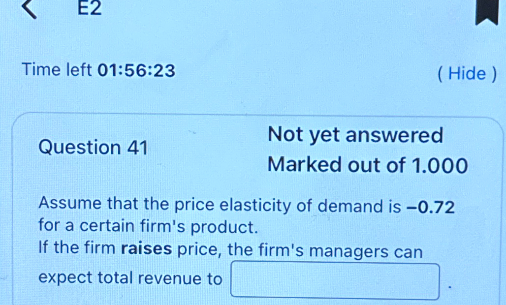 Solved Time left 01:56:23( ﻿Hide )Question 41Not yet | Chegg.com