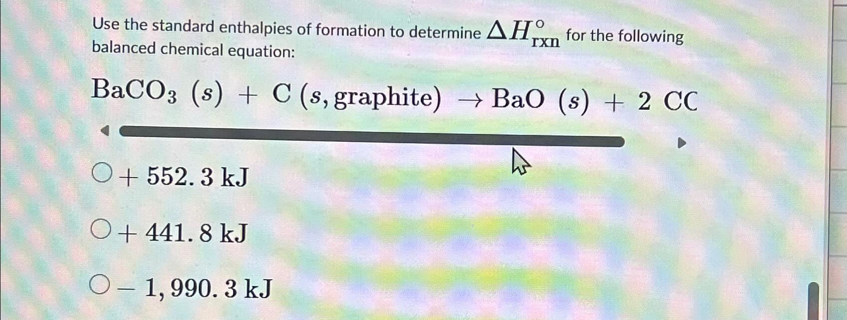 Solved Use the standard enthalpies of formation to determine | Chegg.com