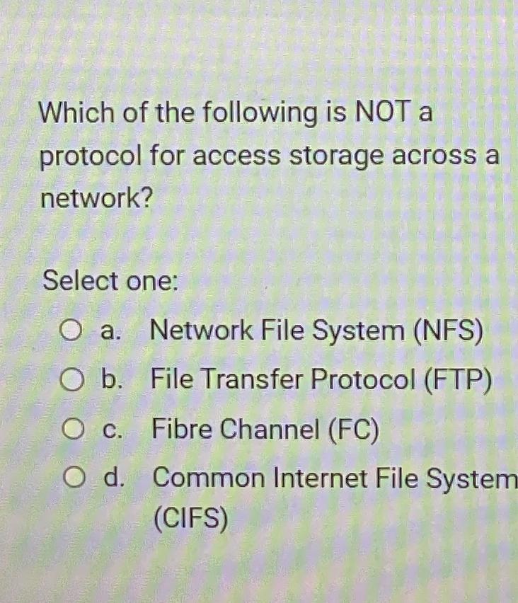Solved Which of the following is NOT a protocol for access | Chegg.com