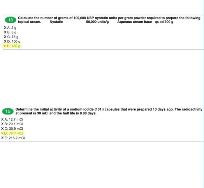 Solved 13 Calculate the number of grams of 100,000 USP | Chegg.com