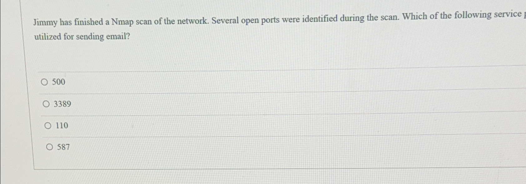 Solved Jimmy has finished a Nmap scan of the network. | Chegg.com