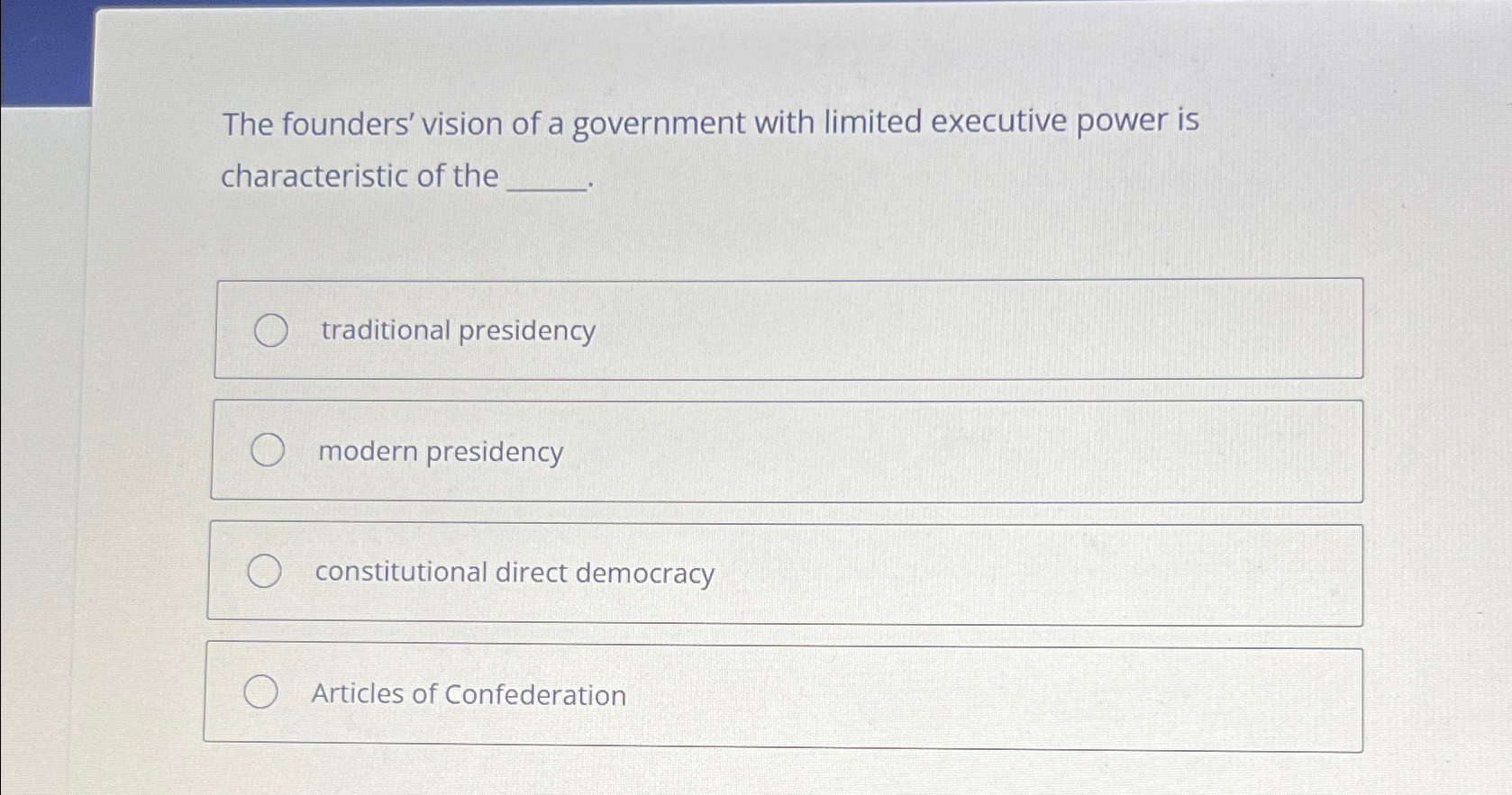 Solved The founders' vision of a government with limited | Chegg.com