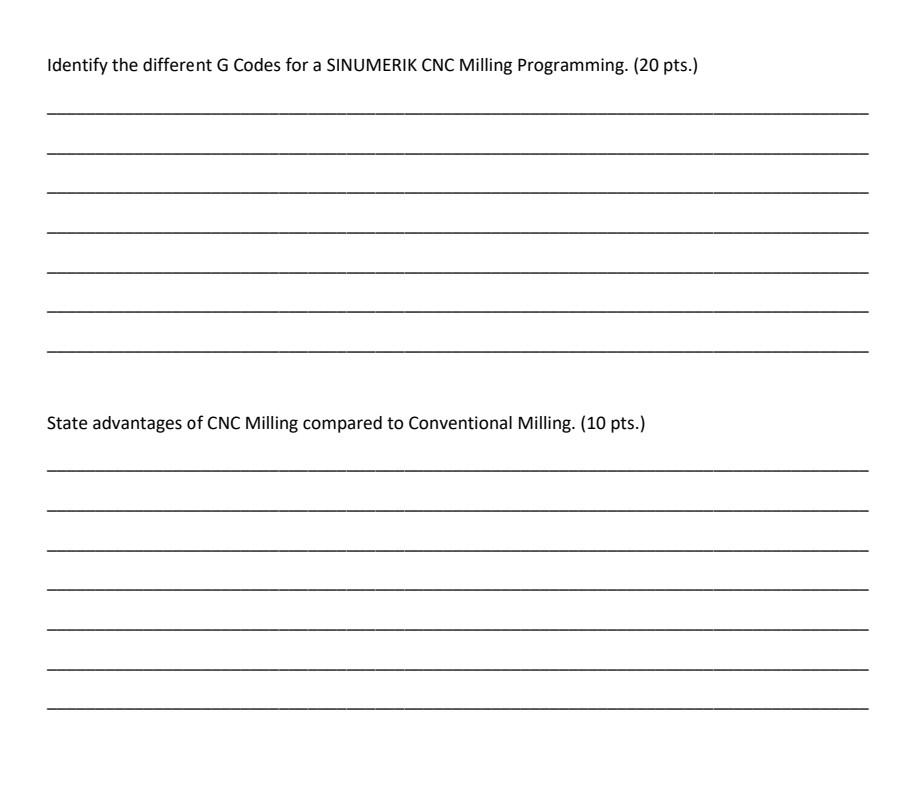 Solved - list the G codes for a sinumerik cnc milling | Chegg.com