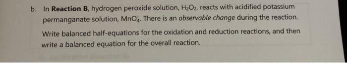 Solved с. In Reaction C, hydrogen peroxide solution reacts | Chegg.com