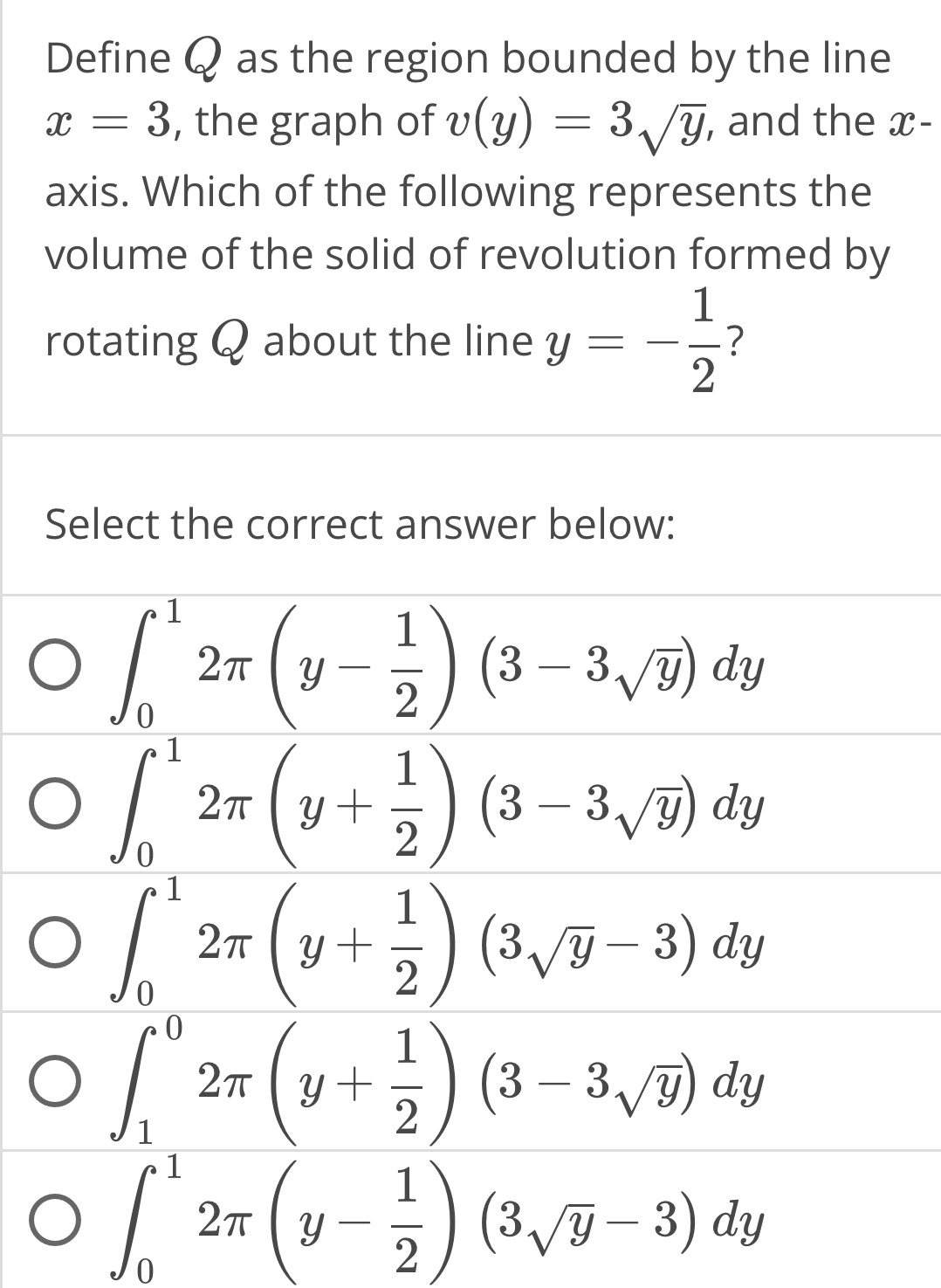 Solved Define Q ﻿as the region bounded by the line x=3, ﻿the | Chegg.com