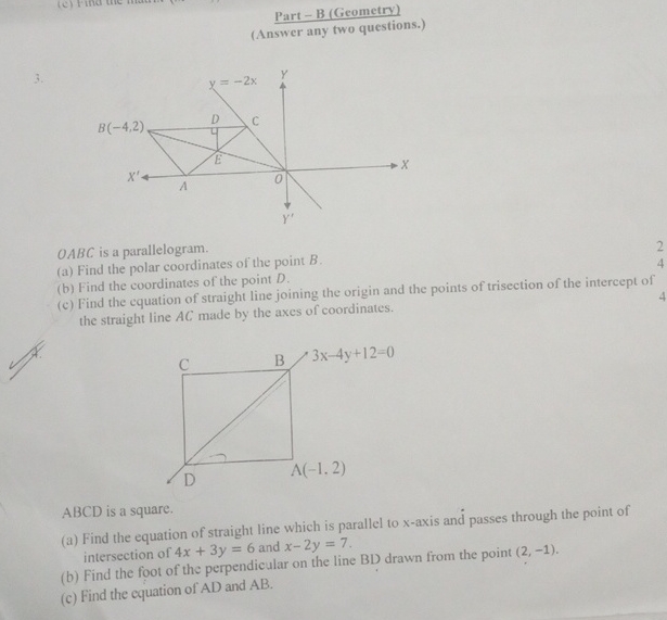 Part-B (Geometry)(Answer any two questions.)3.OABC is | Chegg.com