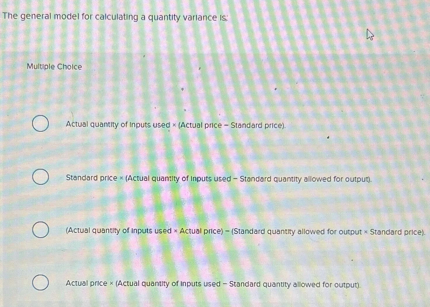 Solved The general model for calculating a quantity varlance | Chegg.com