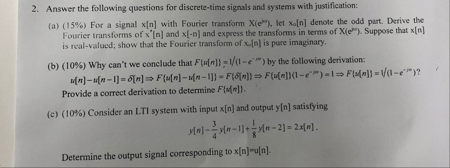 Solved Answer the following questions for discrete-time | Chegg.com