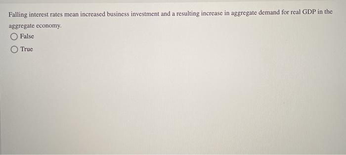 Solved Falling interest rates mean increased business | Chegg.com