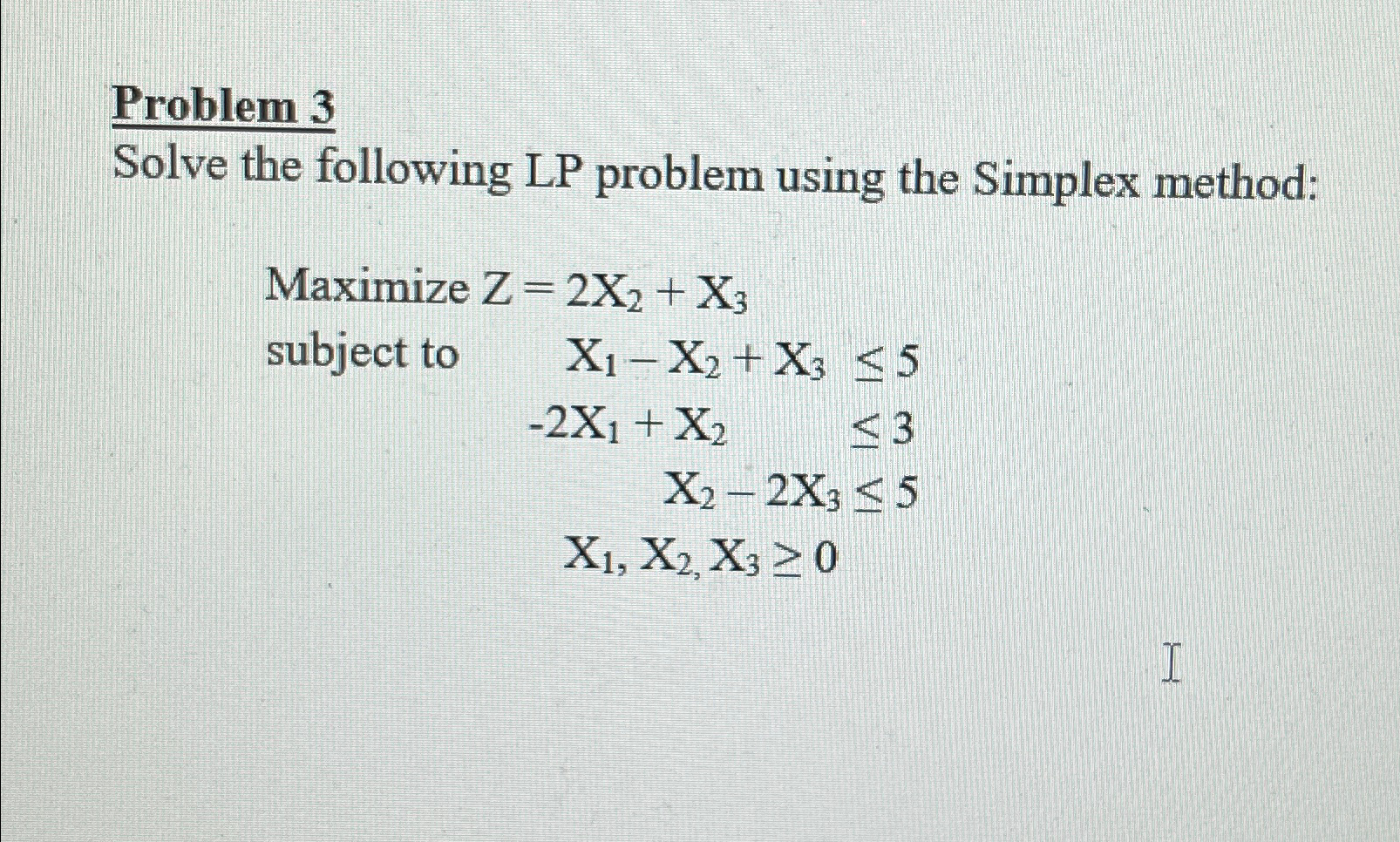 Solved Problem 3Solve the following LP problem using the | Chegg.com