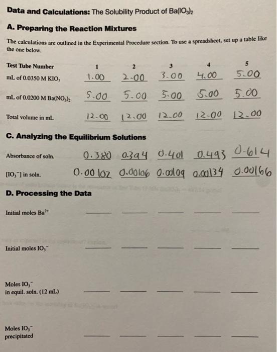 Solved Determination of the Solubility Product of Ba(IO3)2 | Chegg.com