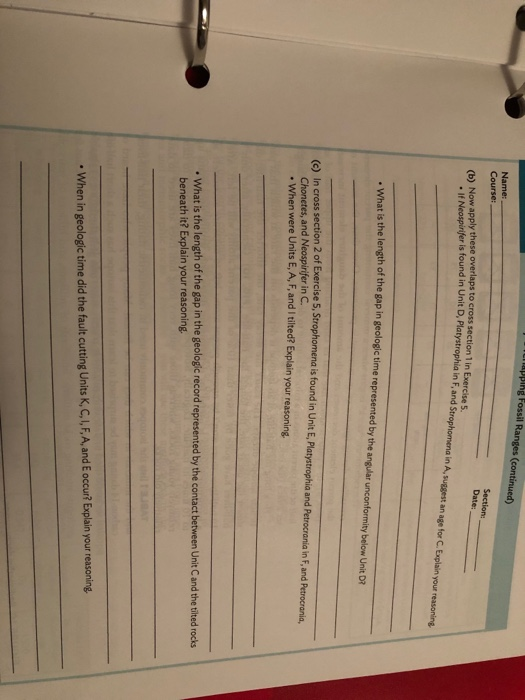 Solved TLppig Fossil Ranges (continued) Name: Section Date: | Chegg.com