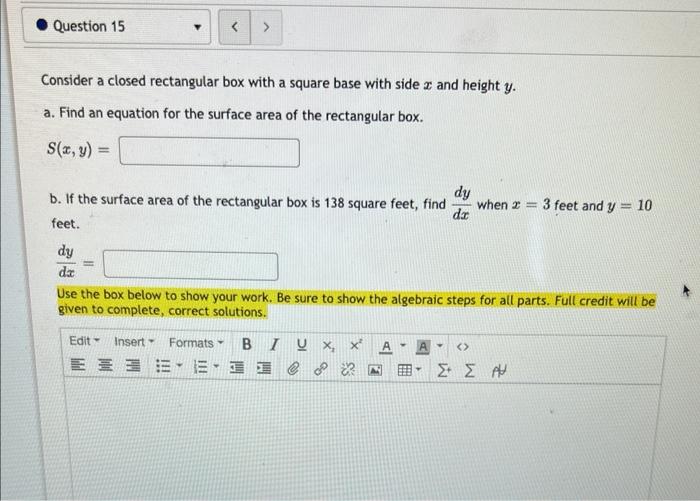 Solved Consider a closed rectangular box with a square base | Chegg.com