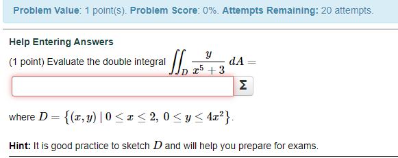 Solved Help Entering Answers(1 ﻿point) ﻿Evaluate the double | Chegg.com