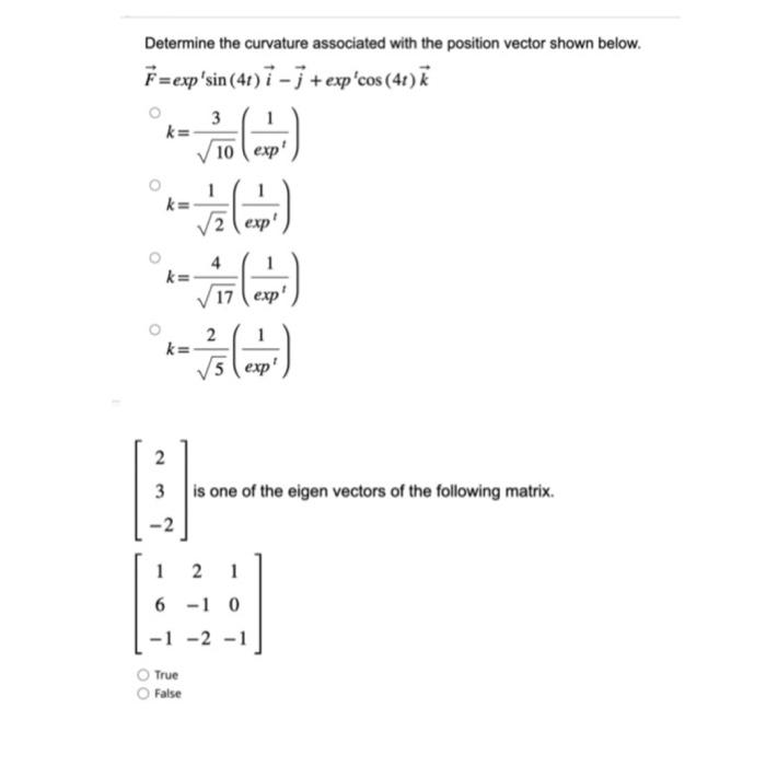 Solved Determine The Curvature Associated With The Position