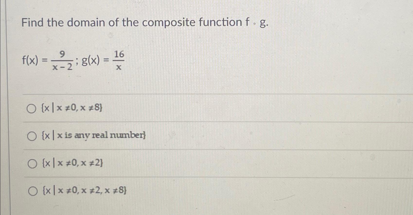 Solved Find the domain of the composite function | Chegg.com