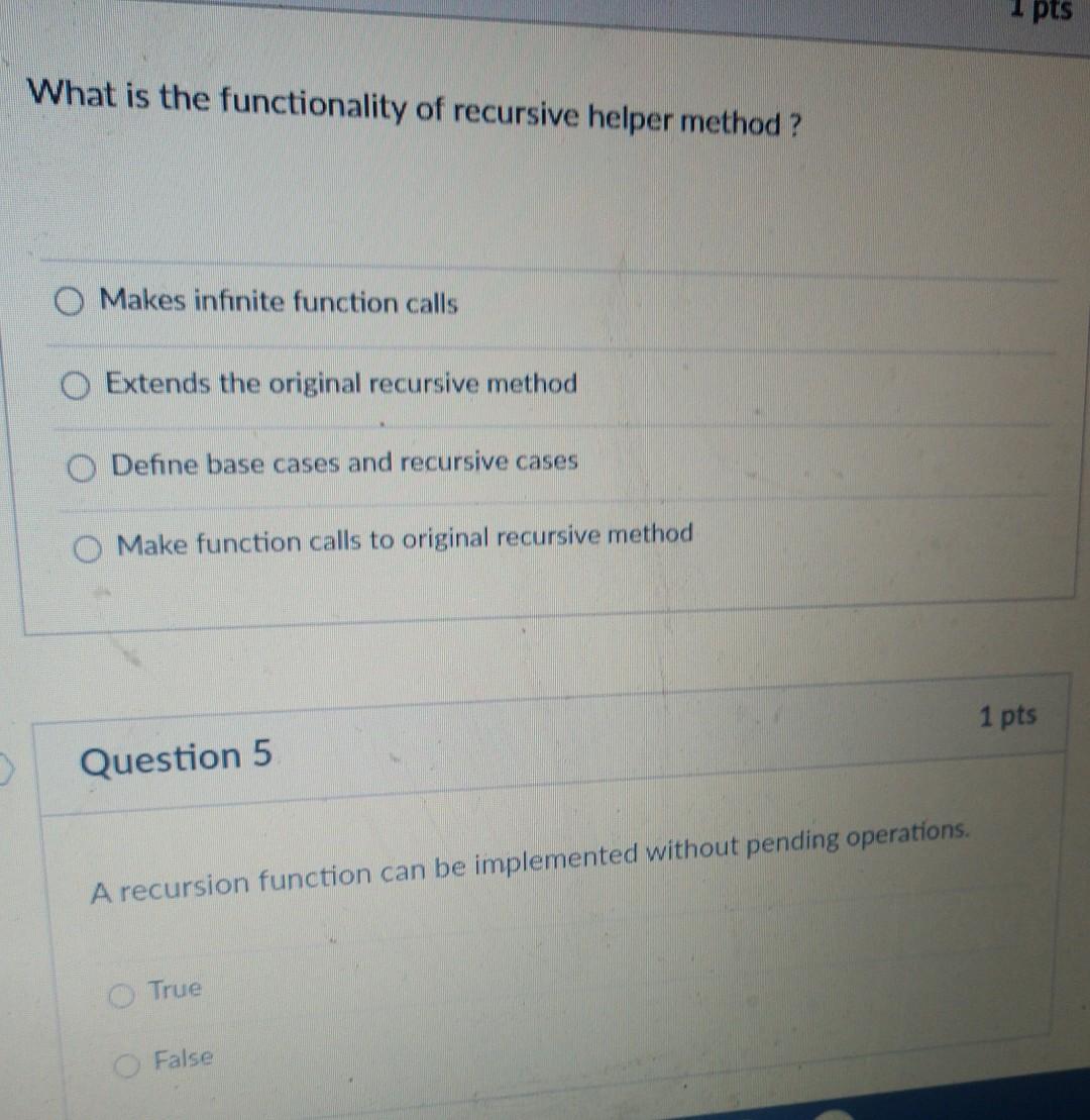 Solved What is the functionality of recursive helper method? | Chegg.com Solved What is the functionality of recursive helper method? | Chegg.com