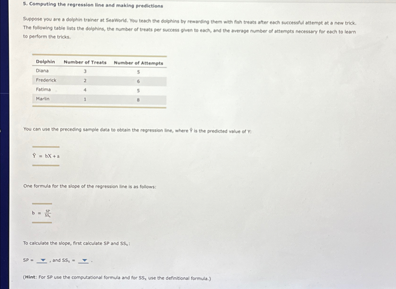 Solved Computing the regression line and making | Chegg.com