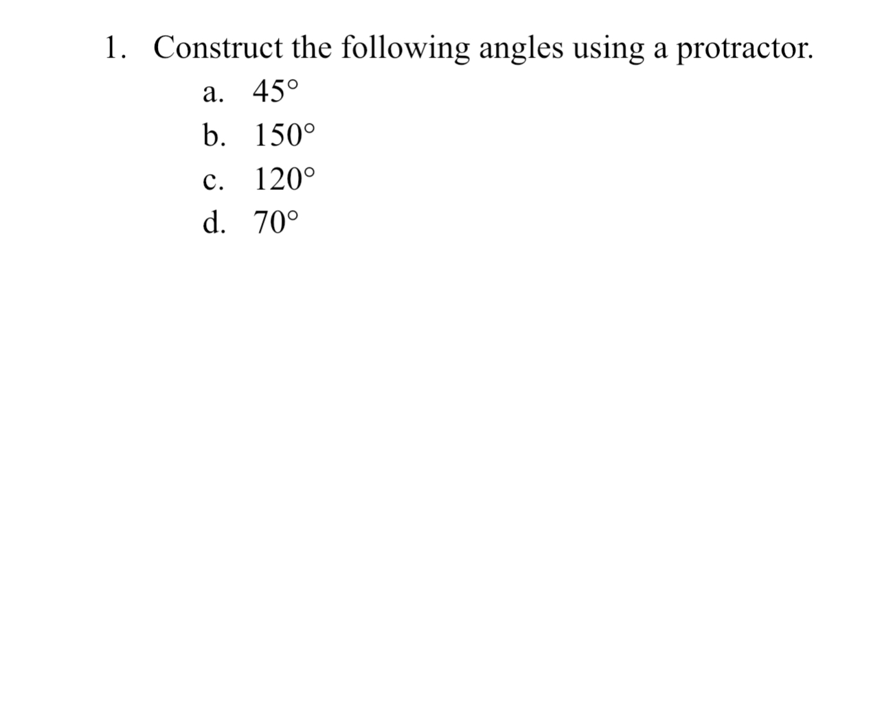 Solved Construct the following angles using a | Chegg.com