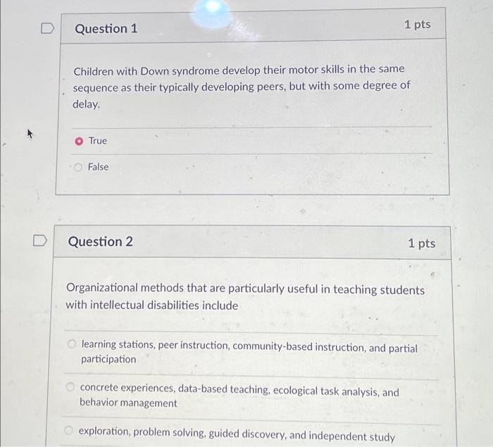 Solved Question 1 Children with Down syndrome develop their | Chegg.com